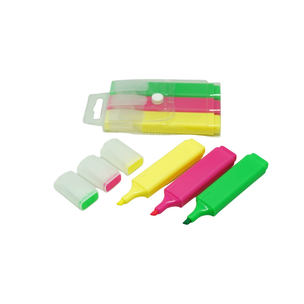 [Ready Stock] Set of 3 Highlighters with Case | Logo Print ...