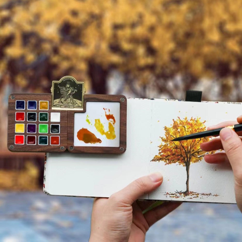 Mini Wooden Empty Paint Box Watercolour Palette Paint Dispenser Box ...