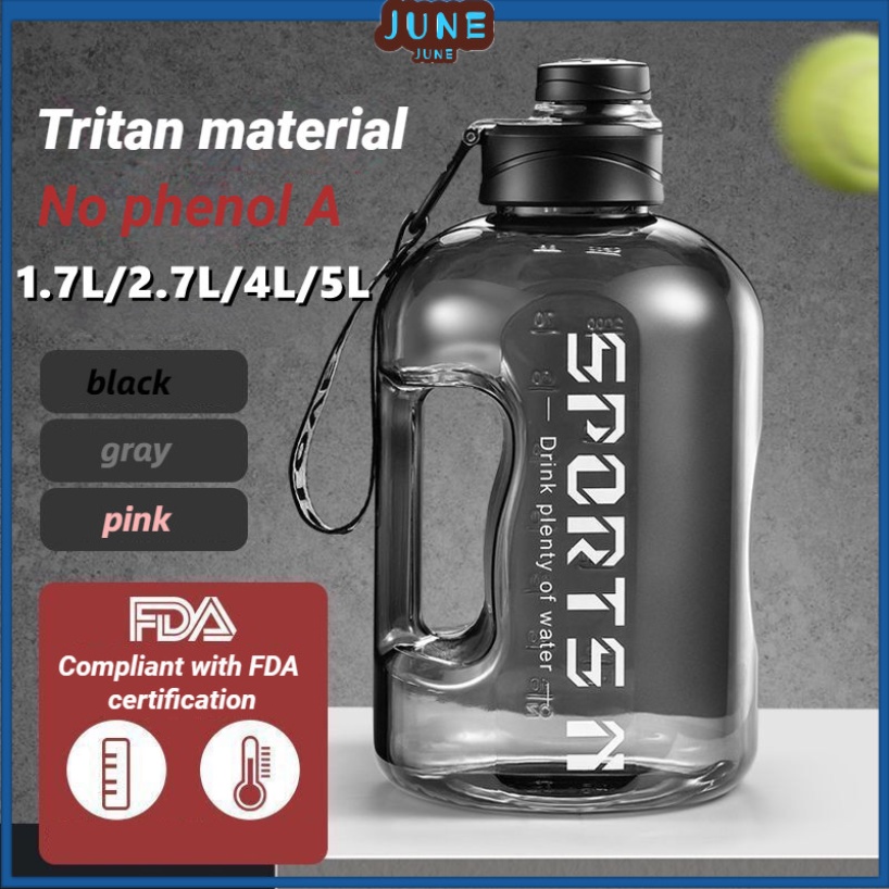 1.7L 2.7L 4L 5L Super Big Capacity Sport BPA Free Water Bottle for Gym ...