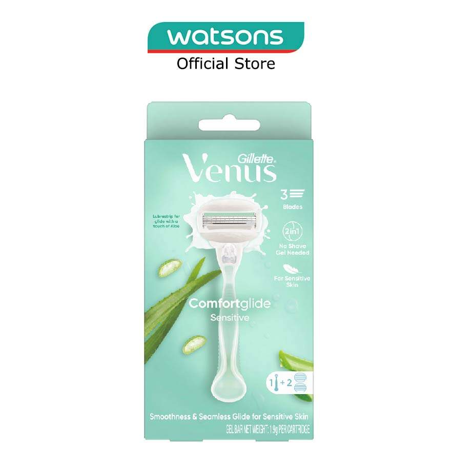 VENUS Comfortglide Sensitive Women's Razor Handle + 2 Blade Refills ...