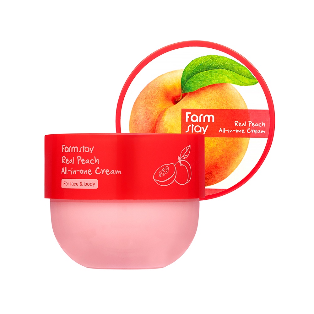 FARMSTAY REAL PEACH ALL-IN-ONE CREAM 300g ★Korea cosmetics★ | Shopee ...