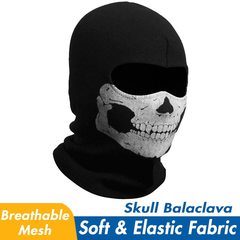 Balaclava Full Face Mask with Skull Black Ghosts Printed for Cosplay ...
