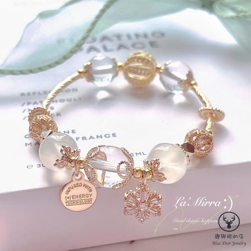 Natural Crystal Bracelet ins Pure White Agate Stone Female Shining ...