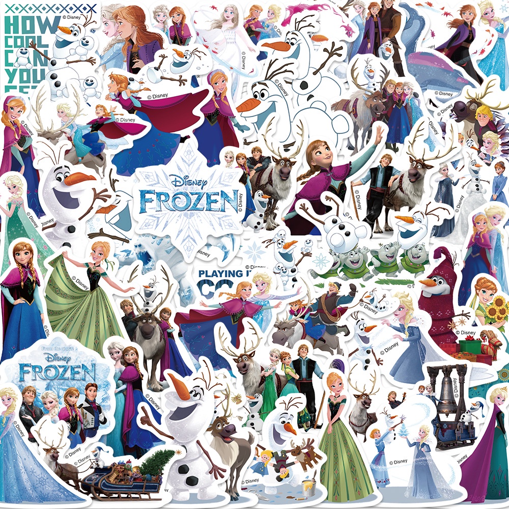 (Authorized) 50 pcs Frozen Disney Cartoon Waterproof PVC Stickers ...