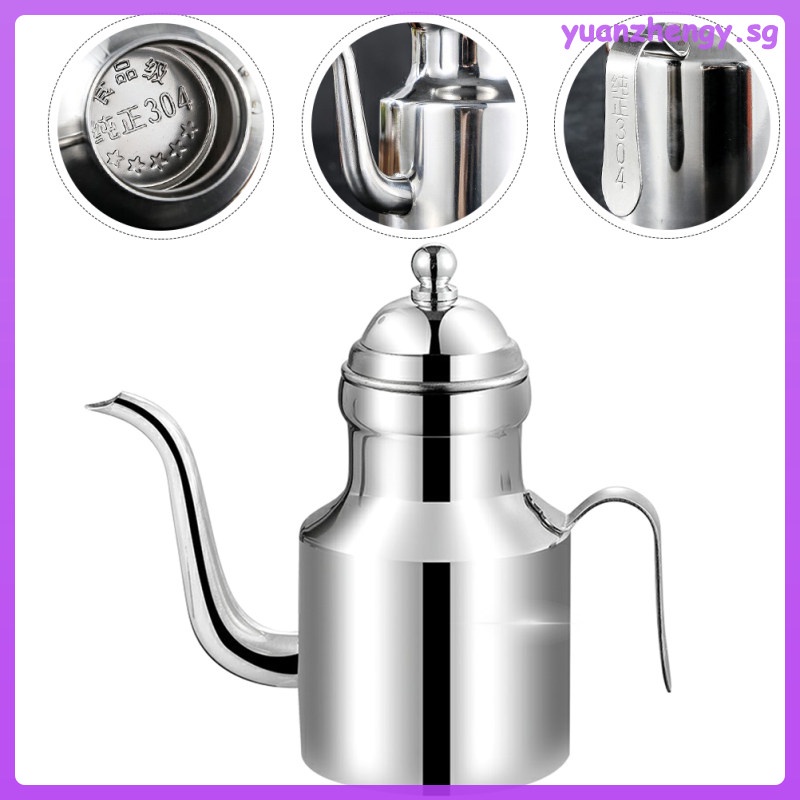 Stainless Steel Oil Kettle Dispenser Pot Seasoning Bottle Leakproof ...