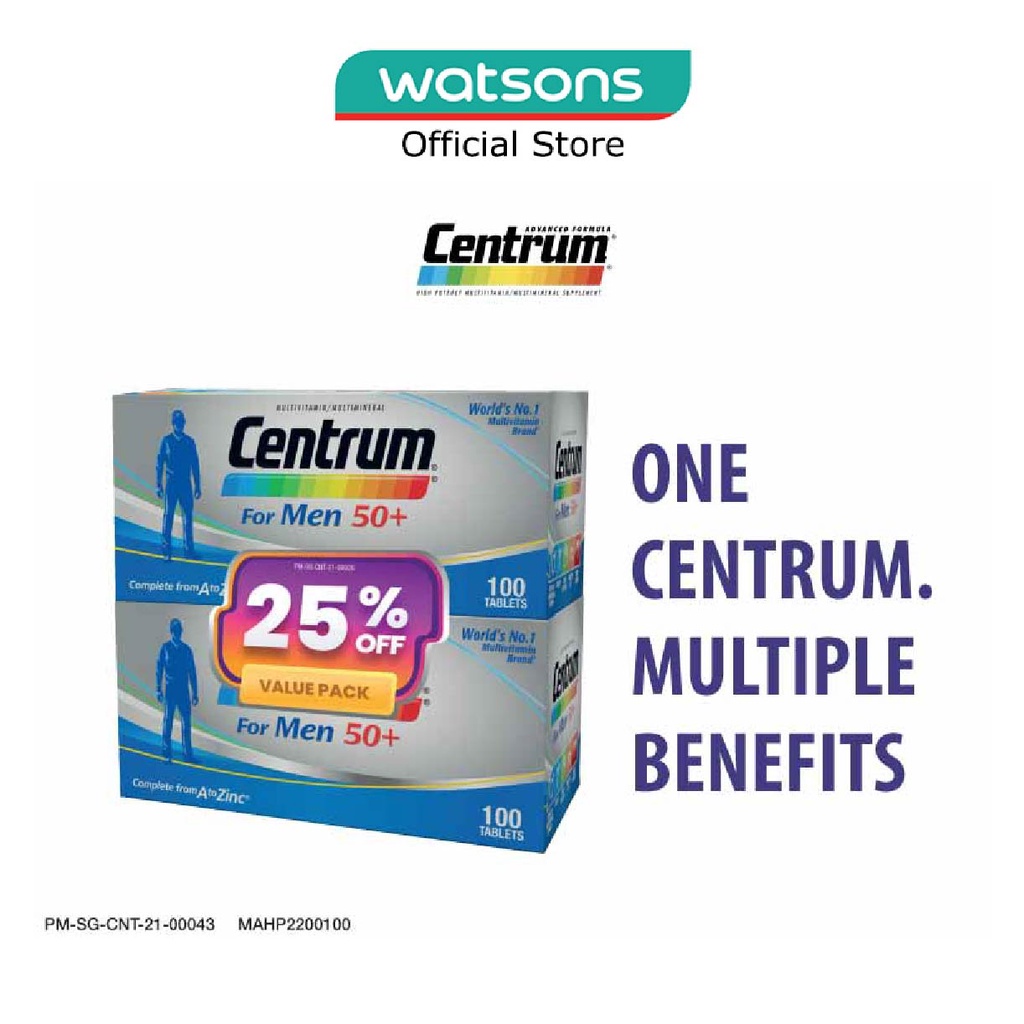 CENTRUM Multivitamin For Men 50+ Twin Packset Tablet 100s x 2 Bottle ...