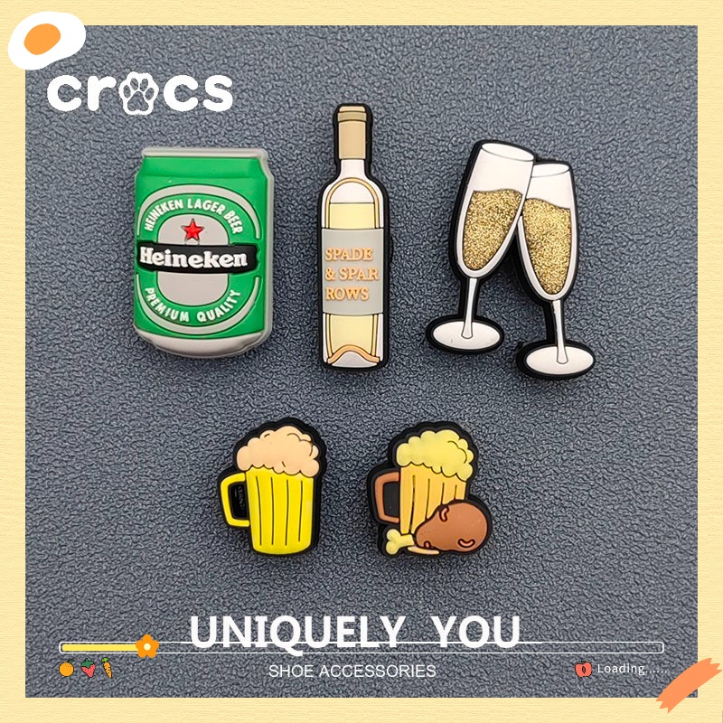 crocs jibbitz beer glass series hole shoe buckle cartoon shoes flower ...