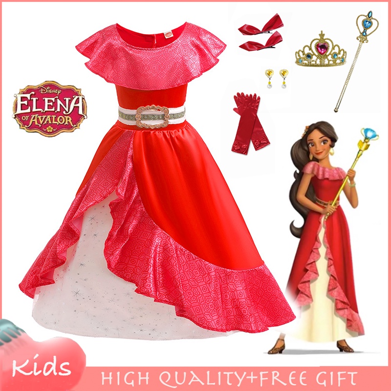 Princess Elena of Avalor Costume For Kids Girl Red Long Dress Fancy ...