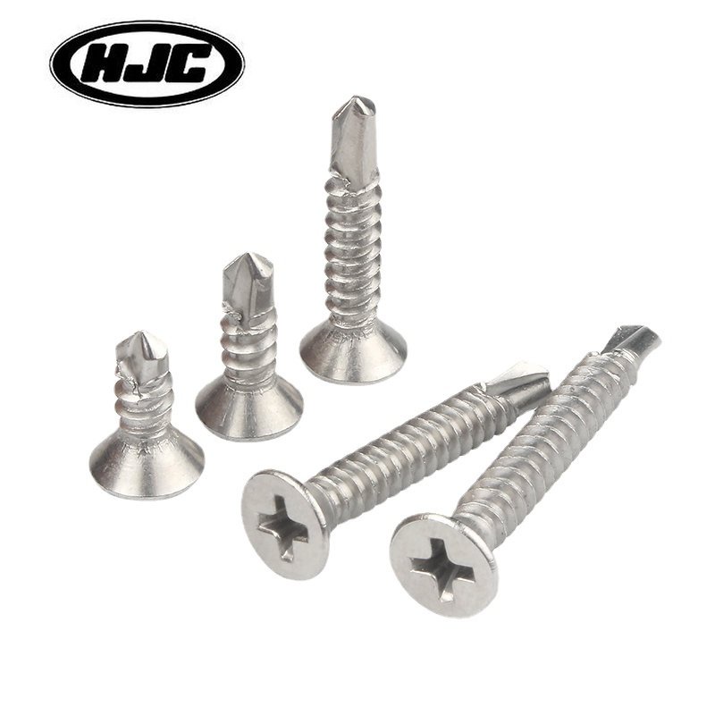 HJC] M3.5 M3.9 M5.5 M6.3 Countersunk Head Drill Tail Screw 410 Flat Self-Tapping Self-Drilling ...