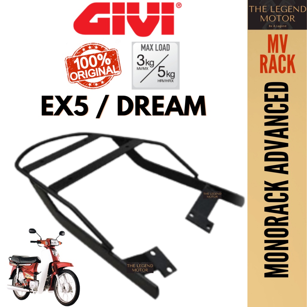 HONDA EX5 DREAM HIPOWER GIVI MV MONORACK ADVANCE MONO RACK CARRIER BELAKANG TAPAK REAR BOX KOTAK ...