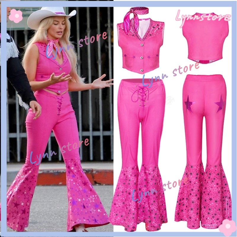 Barbie Cosplay Costume Women Pink Movie Uniform Top Pants Suit Barbie ...