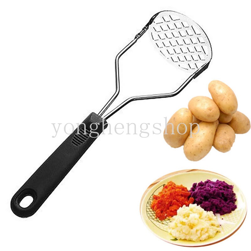 Stainless Steel Potato Masher Manual Press Fruit Puree Garlic Crusher ...