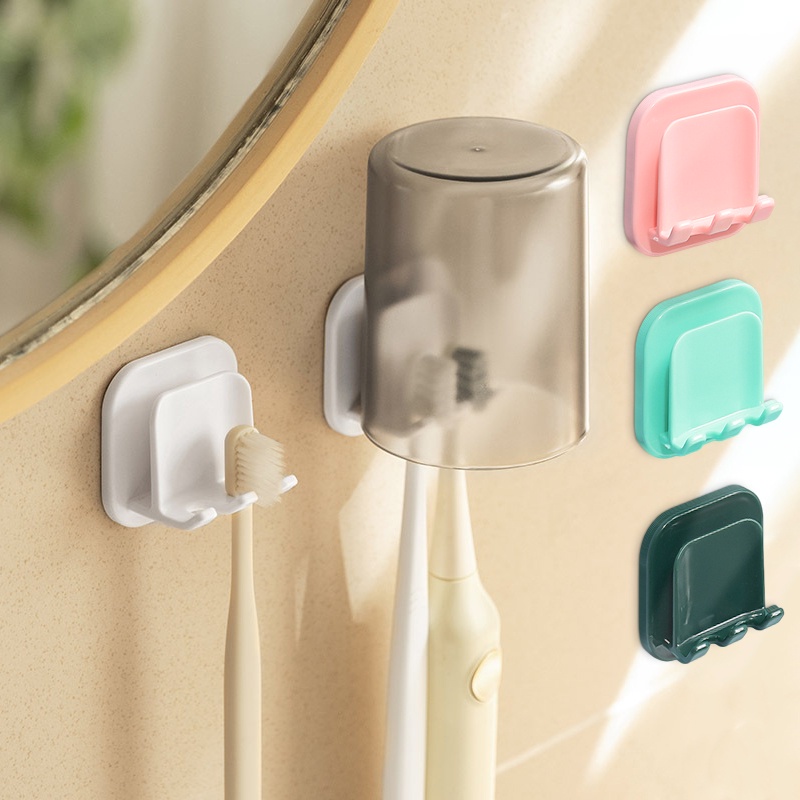 2-in-1 Toothbrush & Cup Holders / Adhesive Electric Toothbrush Hanger ...