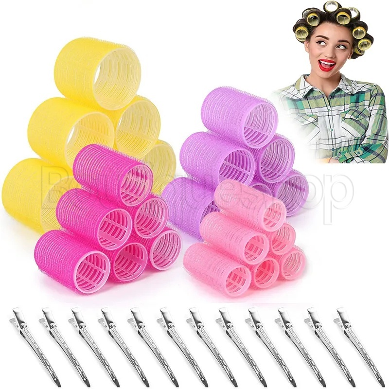 Self-Grip Hair Rollers with Clips / Heatless Hair Curlers / No Heat ...