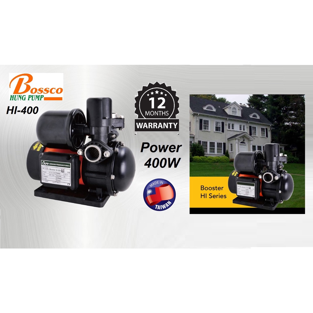 Bossco Taiwan 400W HI-Intelligent Silent Pressure Booster Pump | Shopee ...