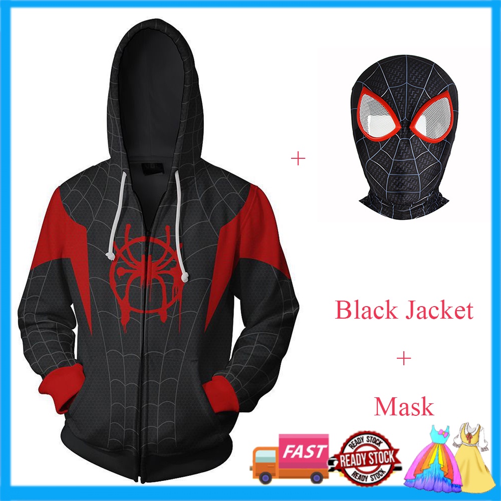 Spiderman Costume Adult Men Miles Morales Jacket Mask Suit Spiderman