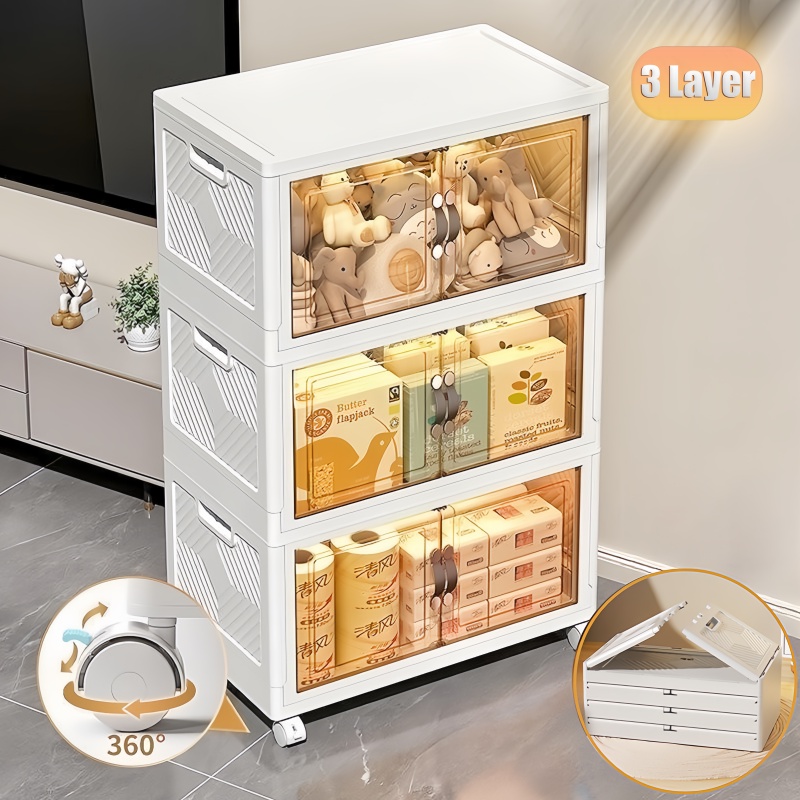【Fast Delivery】Foldable Storage Cabinet,3layer Household Plastic ...