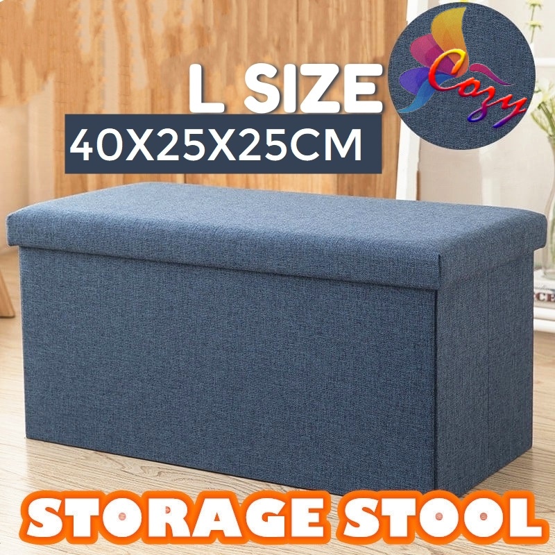(1 PCS) L SIZE Multifunction Folding Fabric Stool Storage Box Furniture ...