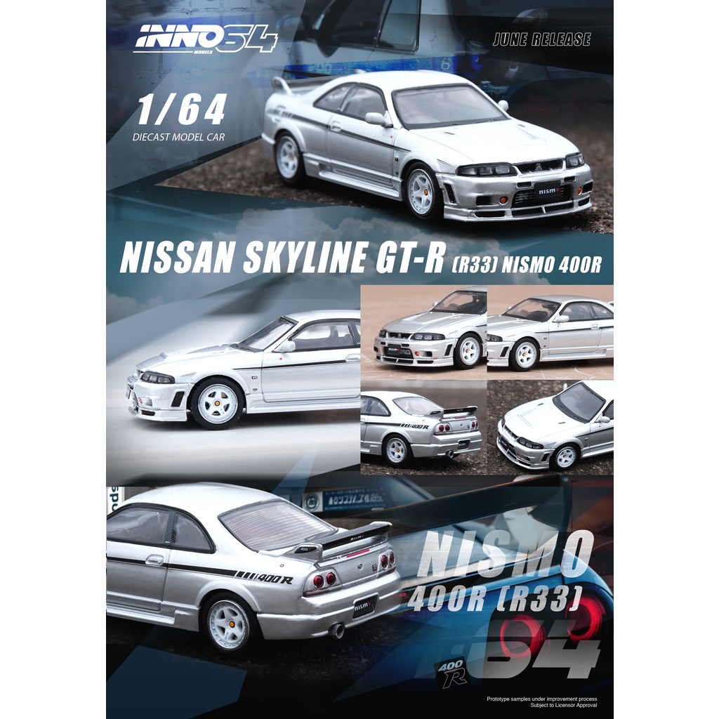 INNO MODELS INNO64 1/64 NISSAN SKYLINE GT-R R33 NISMO 400R SONIC SILVER ...