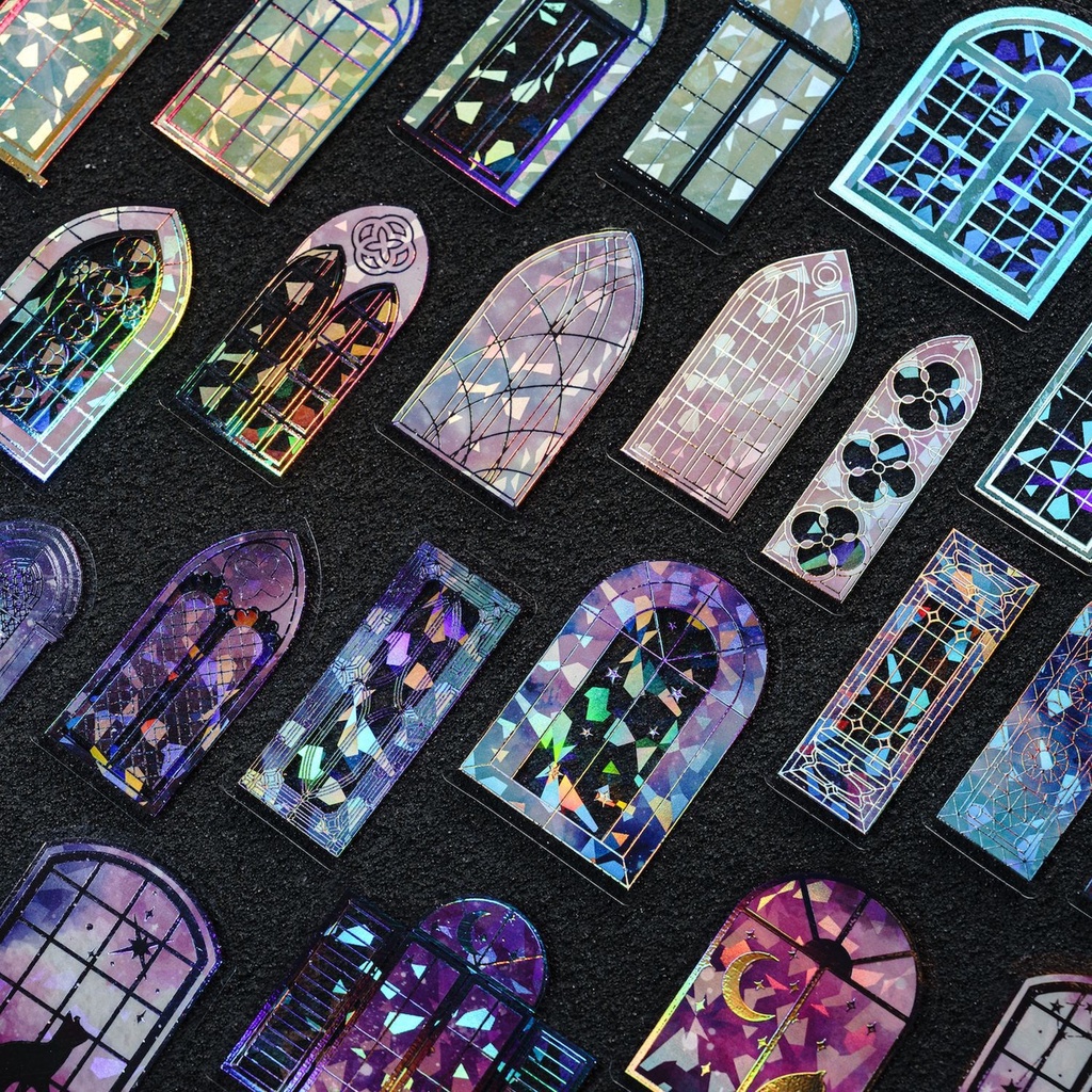 20 Pcs Glitter Transparent Window Frame Stickers Decorative Sticker For ...