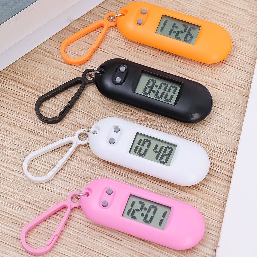 Unisex Portable LED Hanging Keychain Electronic Clock with Hook Mini ...