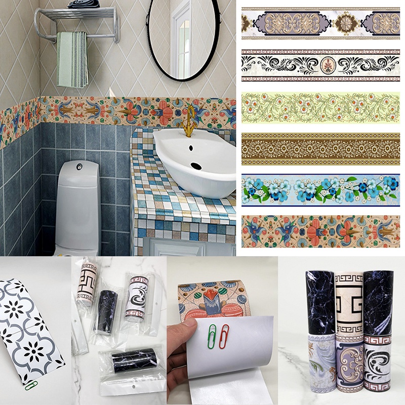 240cm Self-adhesive Bohemian Border Sticker Waterproof for Bathroom ...