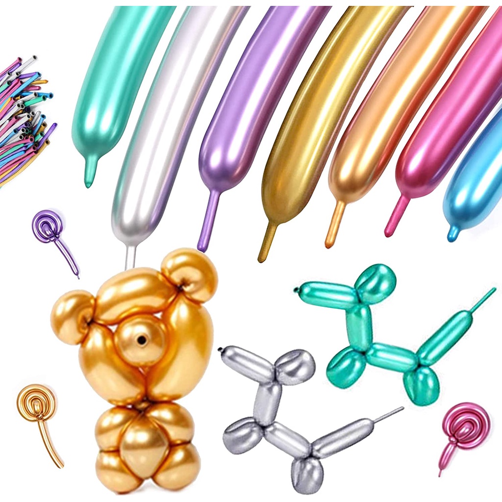 100PCS 260Q Balloons Metallic Twisting Animal Long Balloons Thickening ...