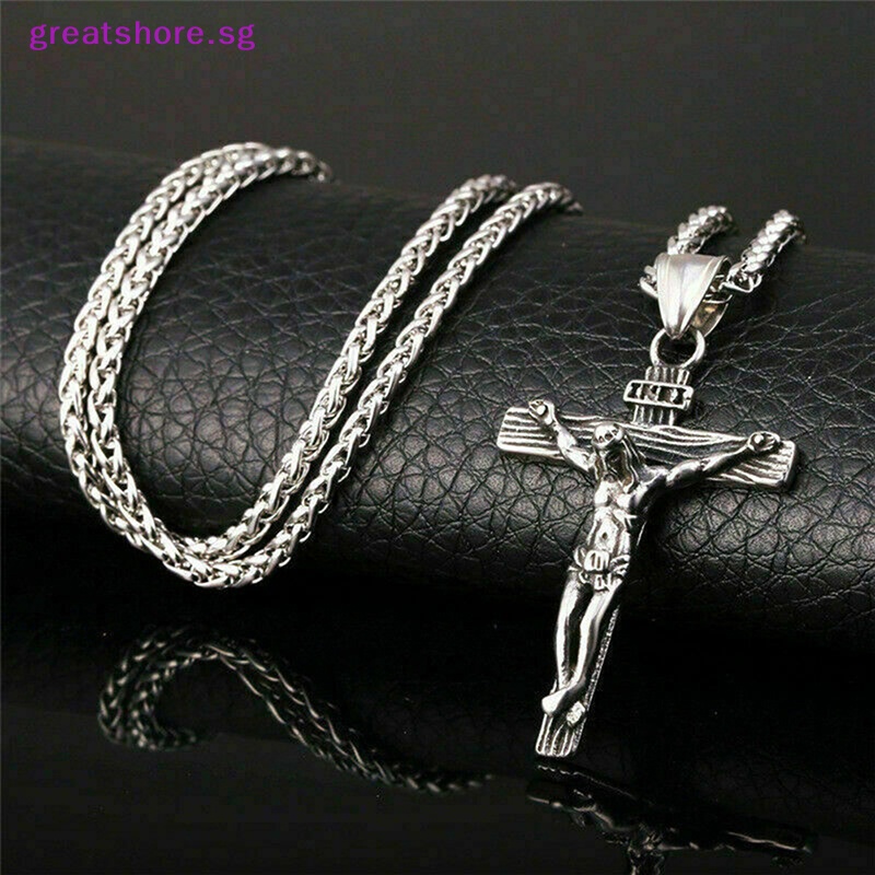 greatshore Mens Silver Stainless Steel Jesus Christ Crucifix Cross ...