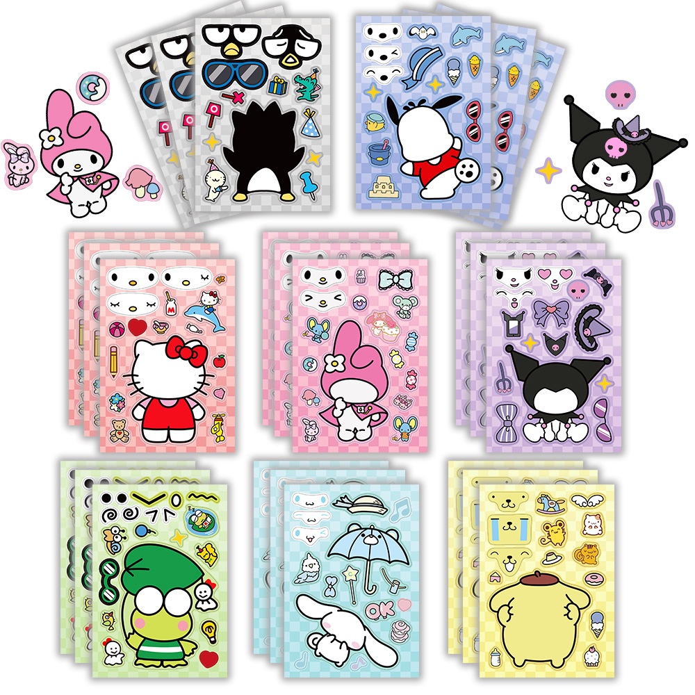 8 Sheets Sanrio HelloKitty Mymelody Kuromi Cinnamoroll Pompompurin ...