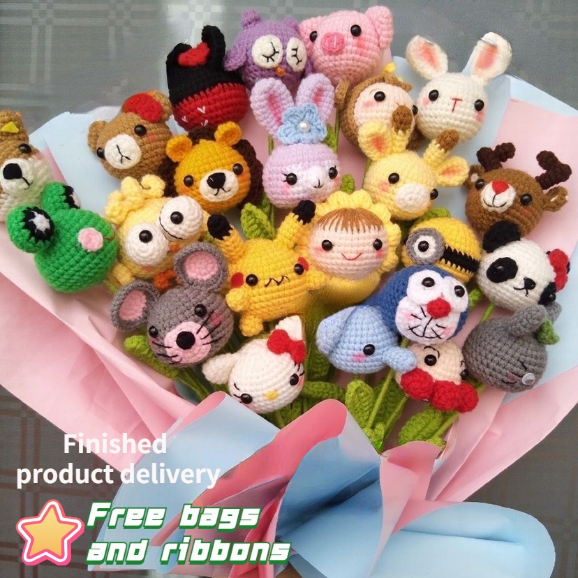 Cute Animal Bouquet Hand-Knitted Flower Bouquet Handmade Crochet ...