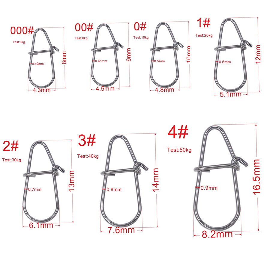 50Pcs Gourd Pin Stainless Steel Hook Swivel Solid Rings Safety Snaps ...