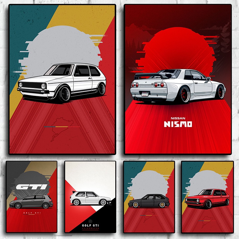Classic performance racing sports car road car GTI GTR modern art retro ...