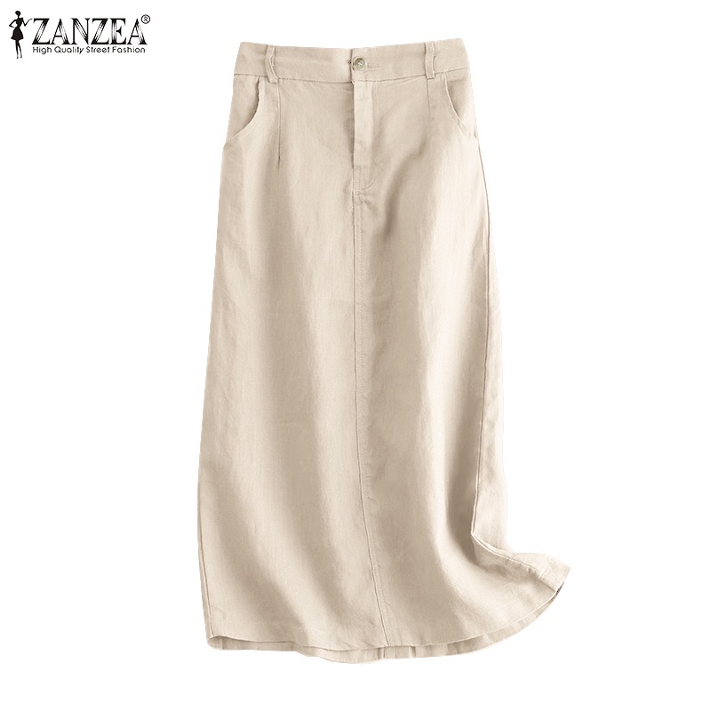 ZANZEA Women Korean Pose Center Front Zipper Side Pockets Back Split ...