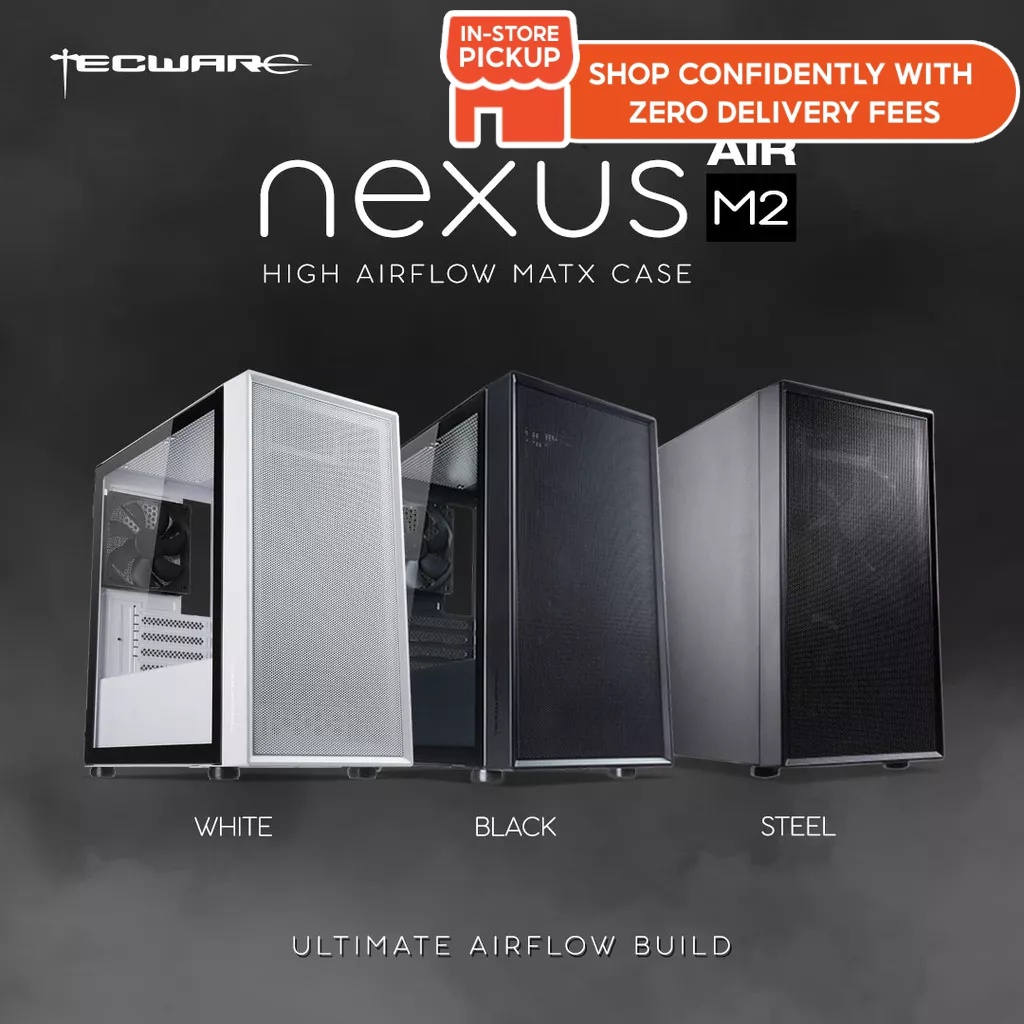 TECWARE Nexus Air M2 - mATX T.G High Airflow Gaming Case [Black/White ...