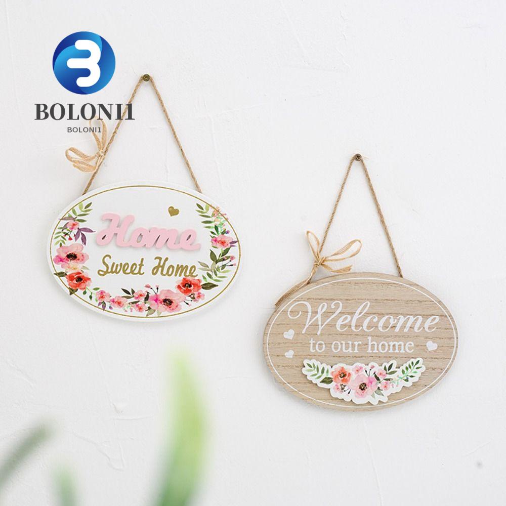 BO Door Plate Wooden Retro Double-sided Welcome Sign Home Decoration ...