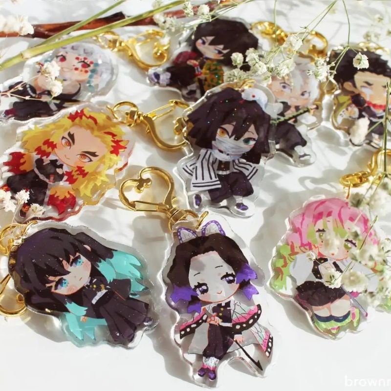Random Gacha Blind Box Style Demon Slayer Keychains Kimetsu No Yaiba ...