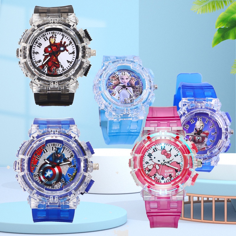 Cartoon Children's Watch Luminous Electronic Colorful Light Captain ...