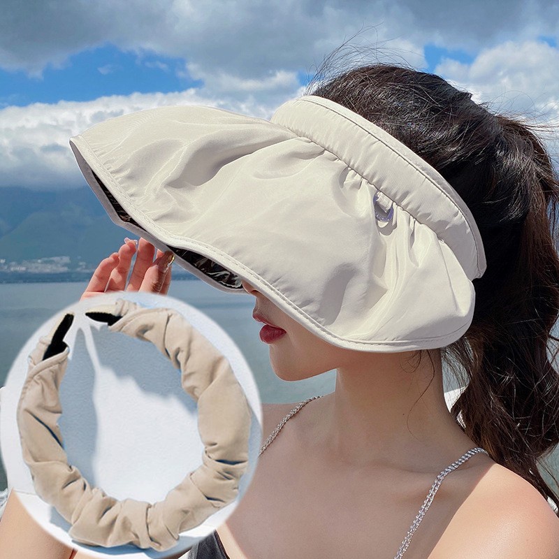 [Adults] Hat + Headband | Sun UV Protection Summer Beach Wide Brim ...