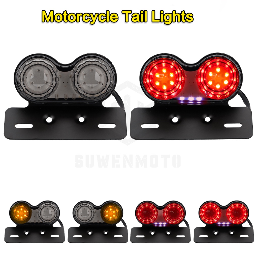 Universal Motorcycle Tail Light Brake Light License Plate Integrated ...