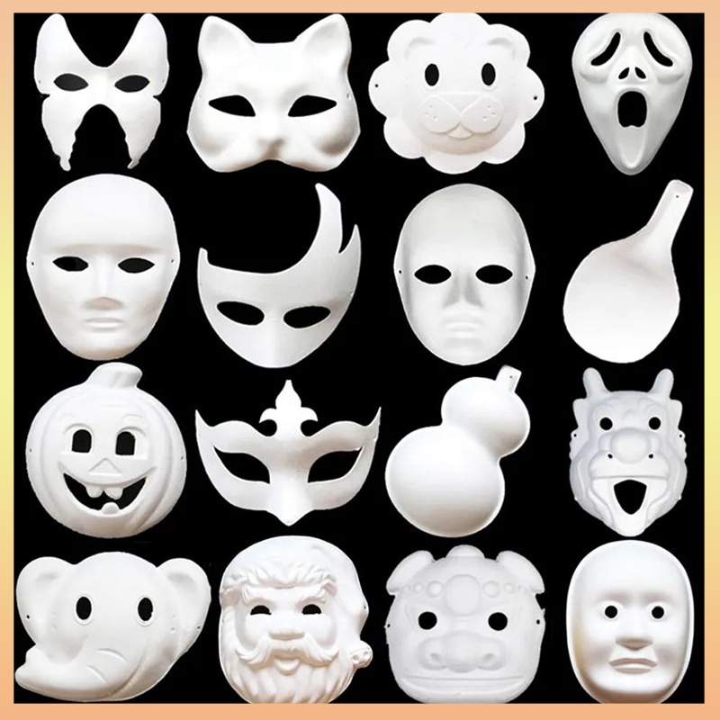 White Paper Masks Half Face Masquerade Masks DIY Party Mask Mardi Gras ...