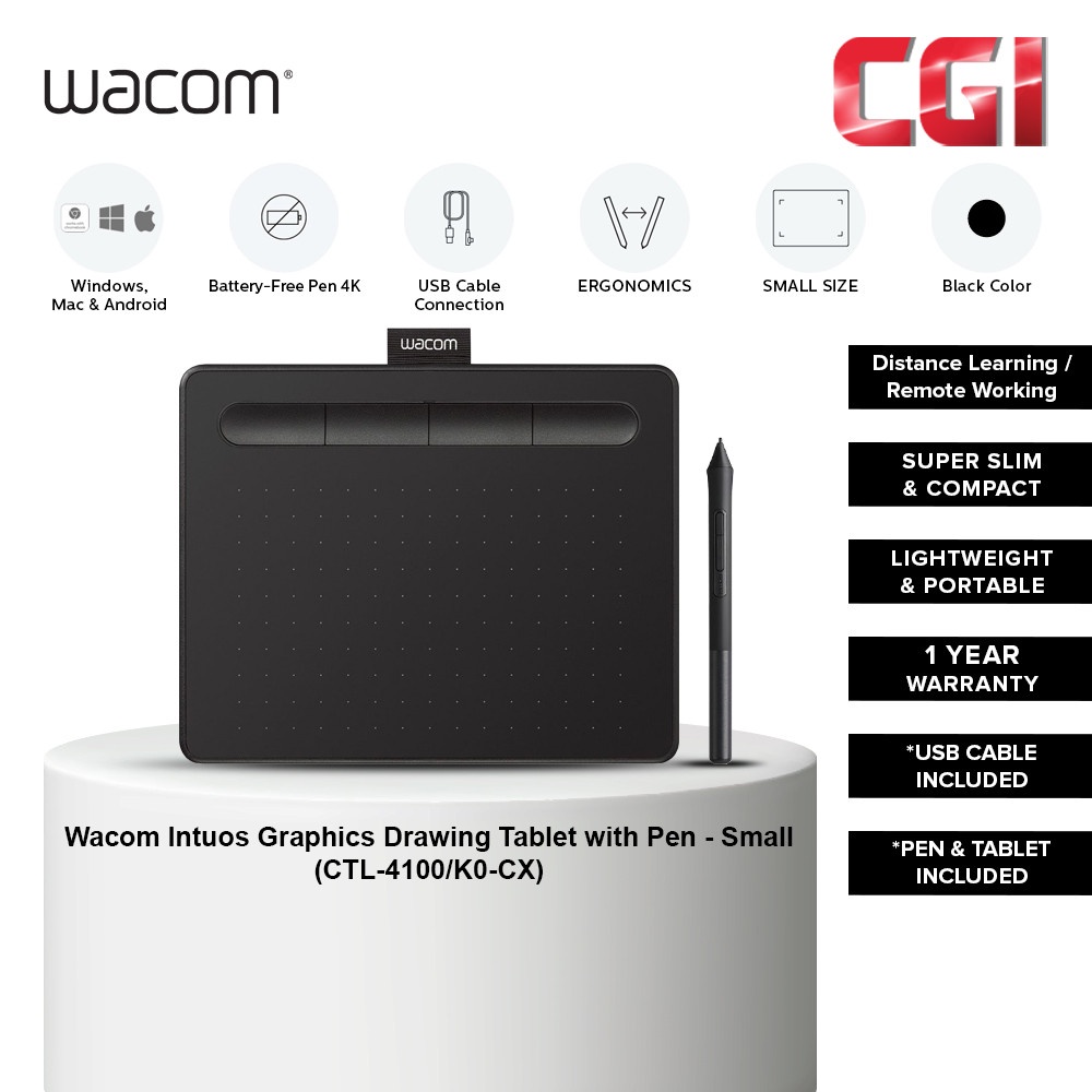 Wacom CTL-4100/K0-CX Intuos Small Pen Tablet - Black | Shopee Singapore