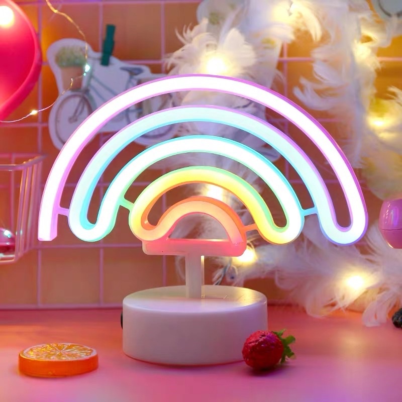(SG Ready Stock) Rainbow Neon Light with Stand | Cute Gift | Rainbow ...