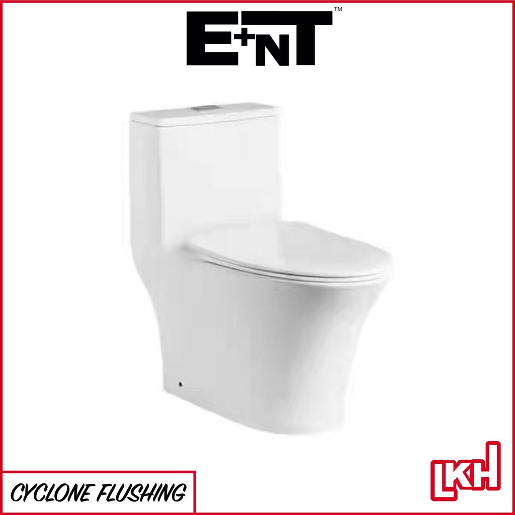 E+NT Oatis Cyclone Flush One-Piece Rimless Water Closet/Toilet Bowl ...