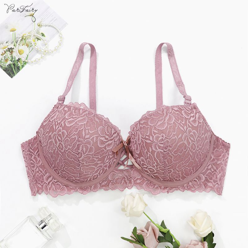 PARIFAIRY Floral Lace Bra Cup B Padded Bra With Foam Push Up Bra With Wire 34B 36B 38B 40B-7003 ...