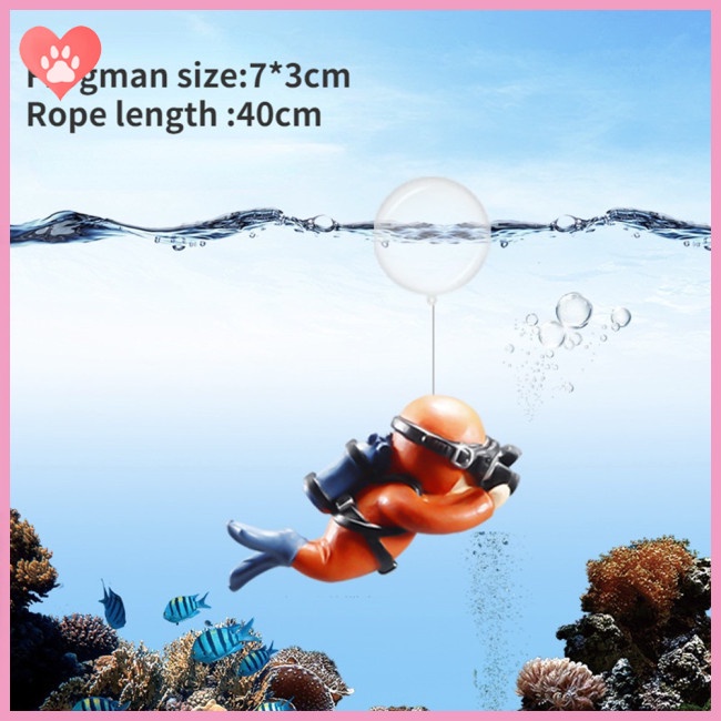 Amostlycute Resin Floating Diver Ornament Simulated Underwater World ...