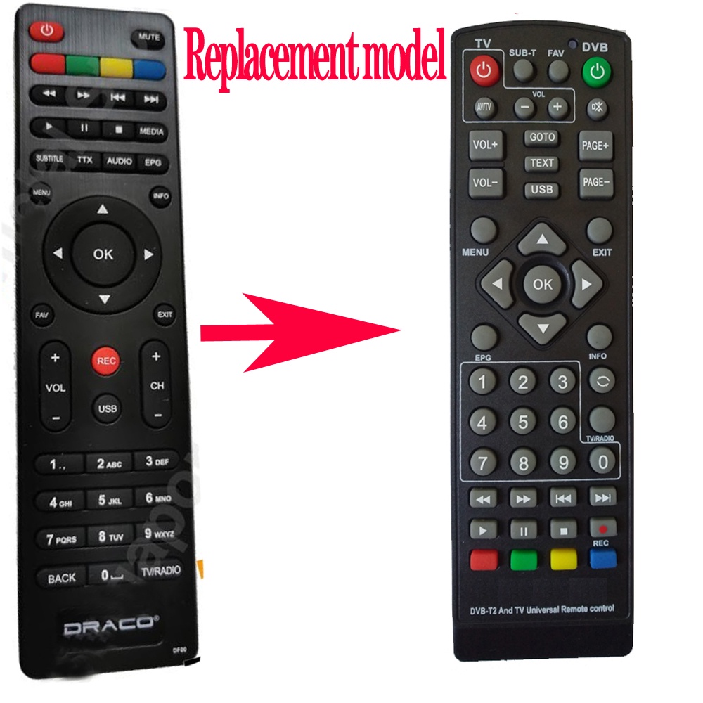 DRACO DVB T2 Universal Remote Control Replace DRACO Digital TV Receiver ...