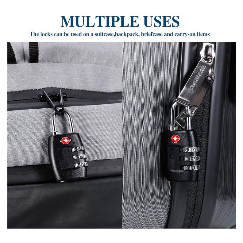 TSA Travel Lock 3 Digit Combination Lock Luggage Bag Padlock | Shopee ...
