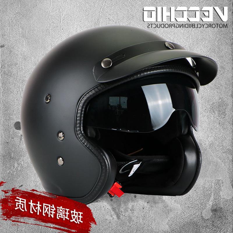 Retro Motorcycle Helmet Men's Half Helmet Frp Semi-Covered Summer Four ...