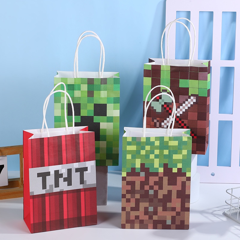New Minecraft Game Theme Party Bag TNT Letter Pixel Gift Bag Colour ...