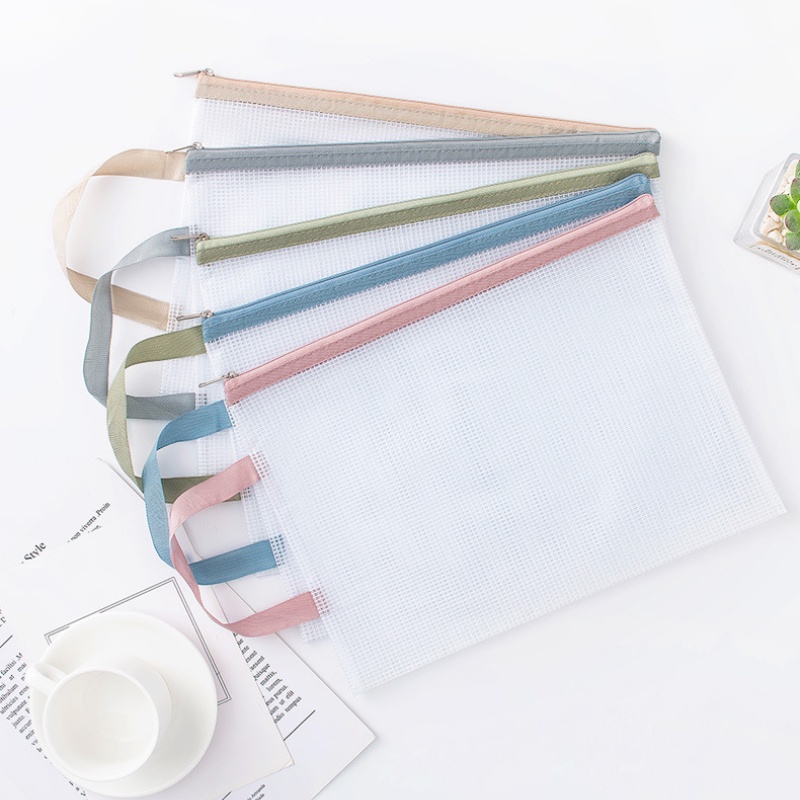 Morandi A4 File Bag Grid Transparent Waterproof Test Paper Storage Bag ...